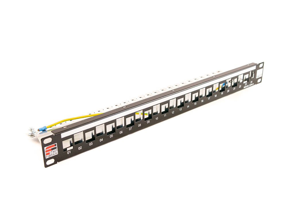 Fibrain, 19" 1U Moduláris Patch Panel, üres, 24x - AccessPoint Kft.