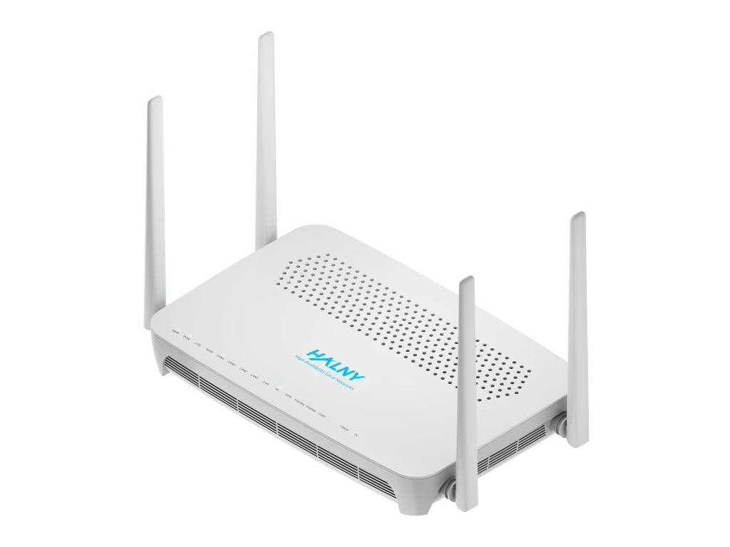 HALNy GPON ONT B+ SC/APC, 4x 1G LAN, 2x VoIP, 1x RF port (CATV), WiFi b ...