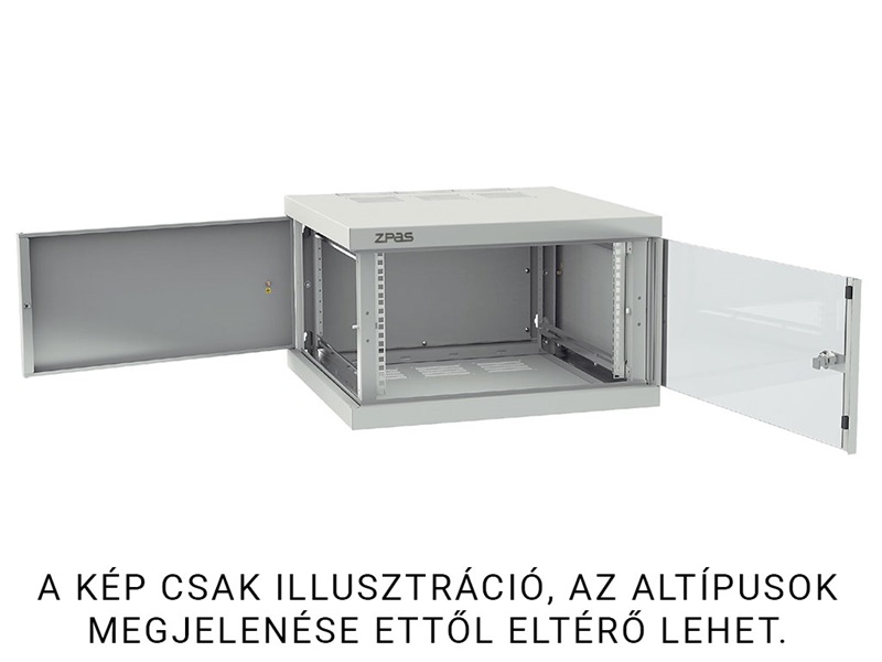 ZPAS „Z-BOX” fali szekrény, 10U 600x600, üvegajtós, szürke ...