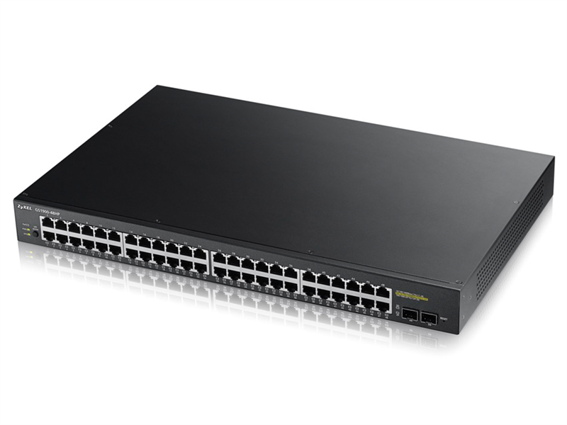 ZyXEL, GS1900-48HP, 48-port GbE Smart Managed PoE Switch with GbE ...